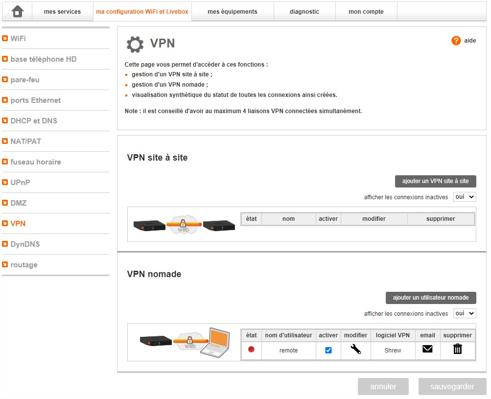 Comment configurer le serveur VPN d'une Livebox Pro v3